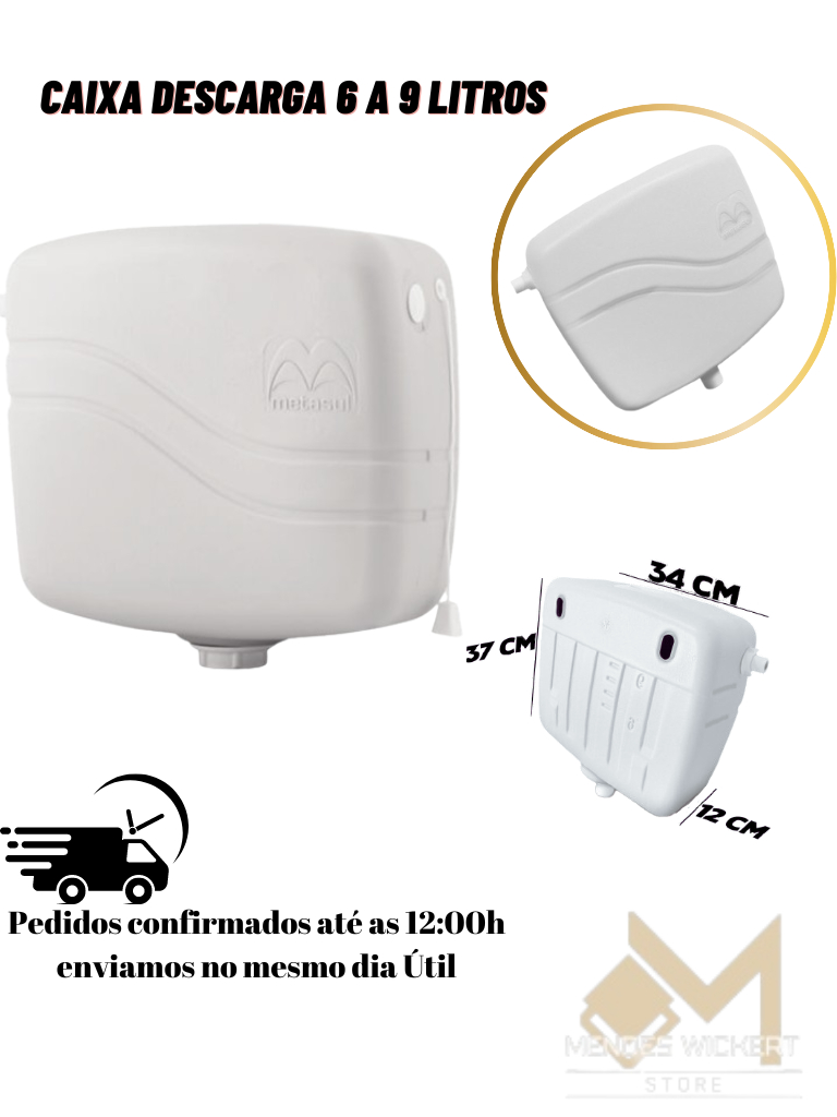 CAIXA DESCARGA PLASTICA METASUL - BRANCA - CAIXA COMPLETA 6 a 9 LITROS ...