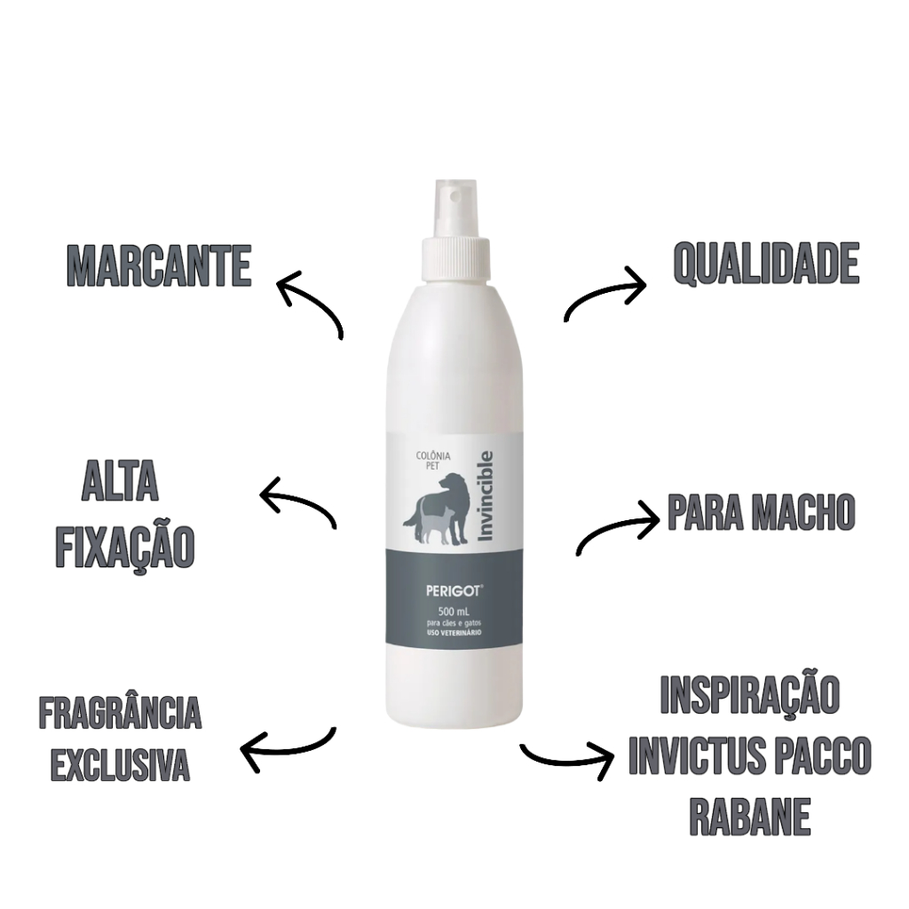 Perfume Colônia Pet Invincible Perigot De 500ml Para Caes E Gatos ...
