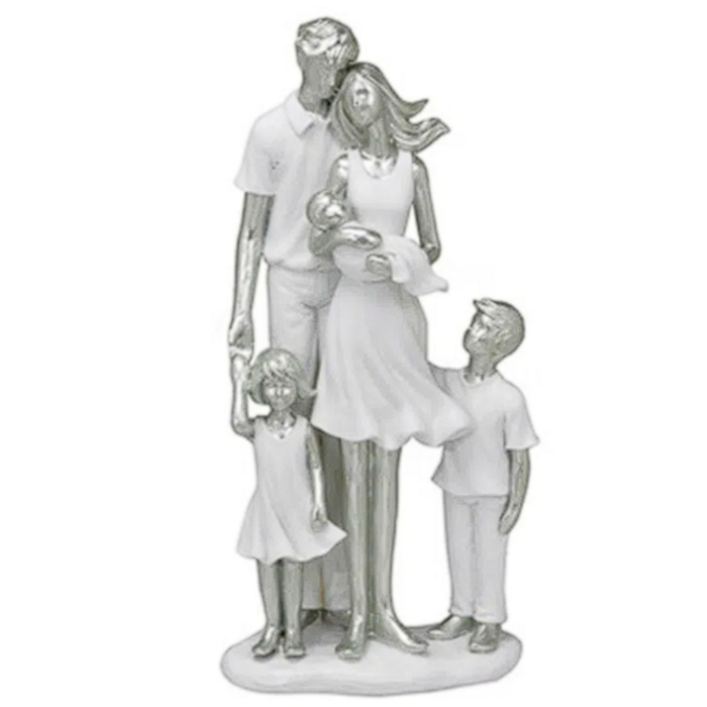 ESTATUETA FAMILIA BRANCA E PRATA CERAMICA MABRUK 25cm | Shopee Brasil