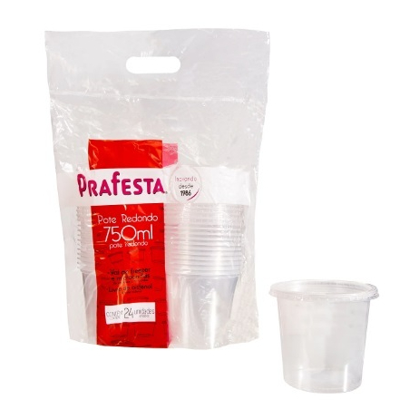 Pote Redondo 750ml com Tampa Freezer e Micro-ondas Prafesta Pacote 24 unidades | Shopee Brasil