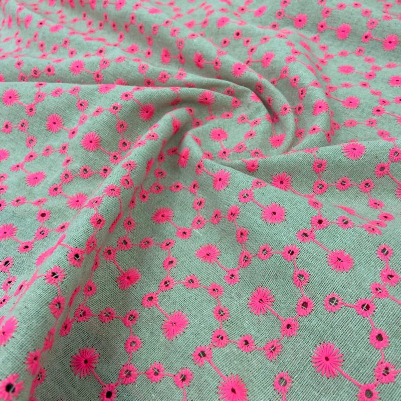 Tecido Linho Bordado Floral Cores Metro 1,27M de Largura | Shopee Brasil