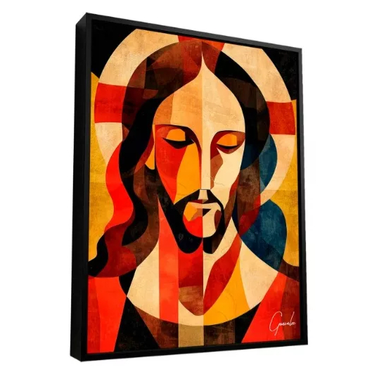 lindo Quadro Jesus Grid Art colorido Crus c/moldura | Shopee Brasil