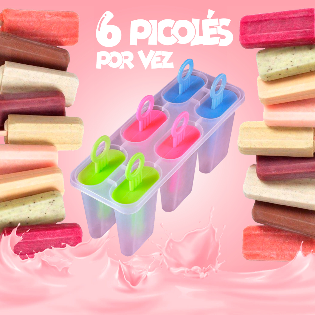 FORMA DE PICOLÉ/SORVETE C/6 CAVIDADES FREEZER COZINHA MENINA MENINO ...