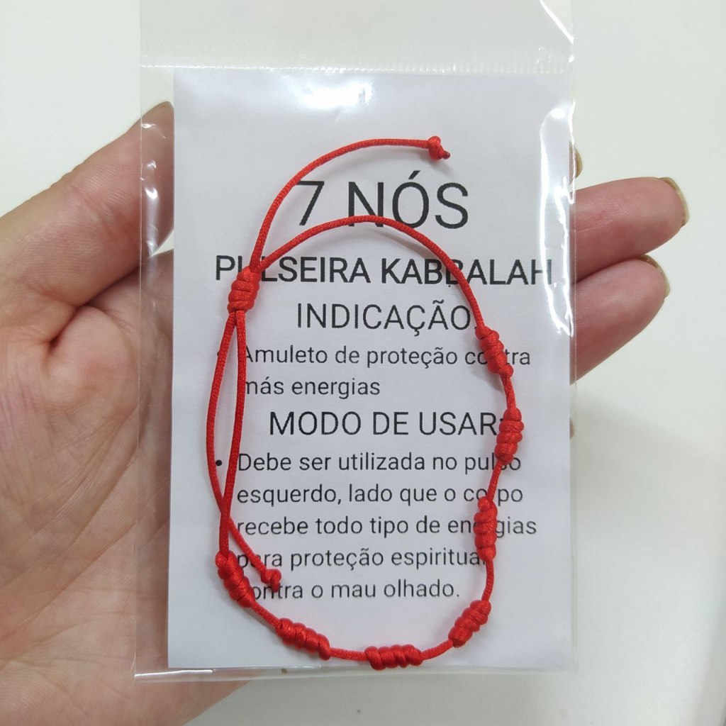 Pulseira 7 Nós Kabbalah Ajustável Vermelha Tecido | Shopee Brasil