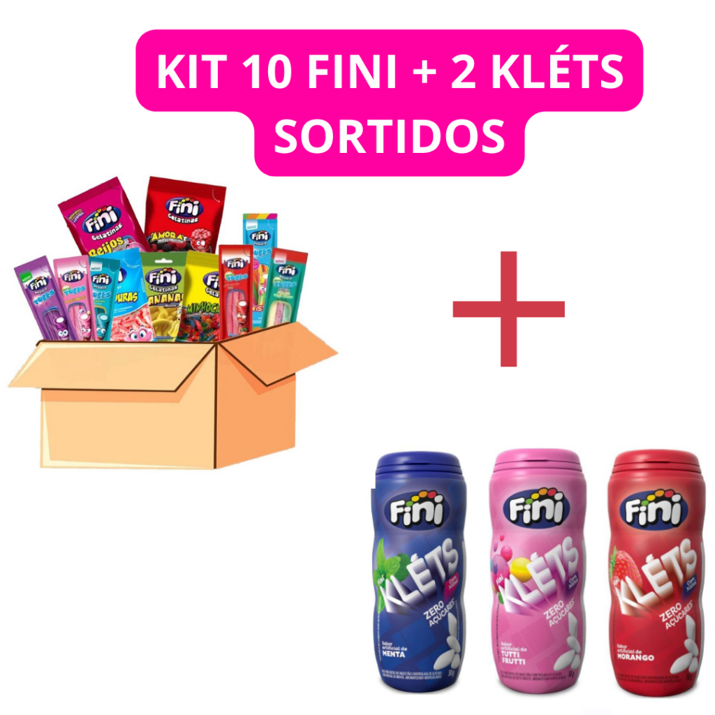 Kit 10 Bala Fini Sabores Variados 15g + 2 Chiclete Fini Kléts sem ...