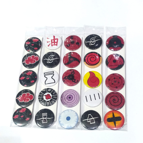 Cartela De Buttons Pins Broches Naruto Com 5 ou 6 Unidades Sortidas ...
