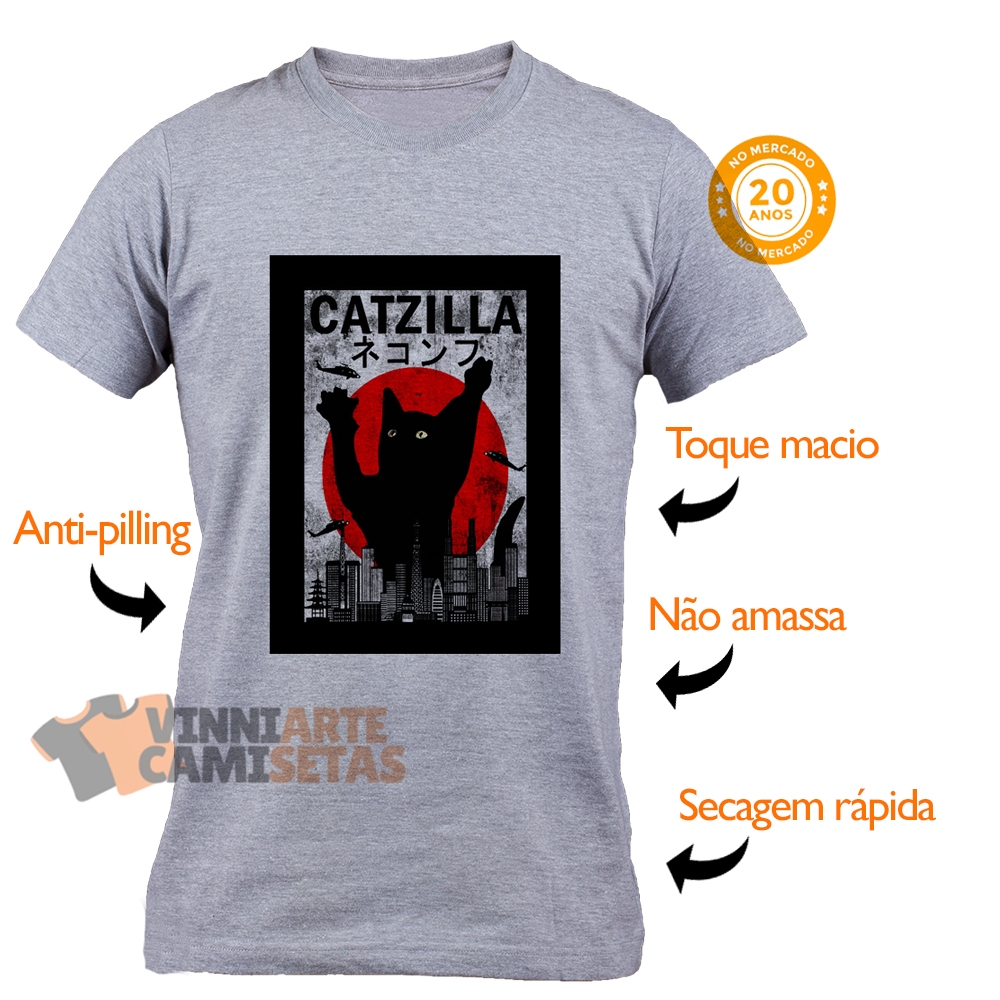 Camiseta masculina cat gato catzilla animal | Shopee Brasil