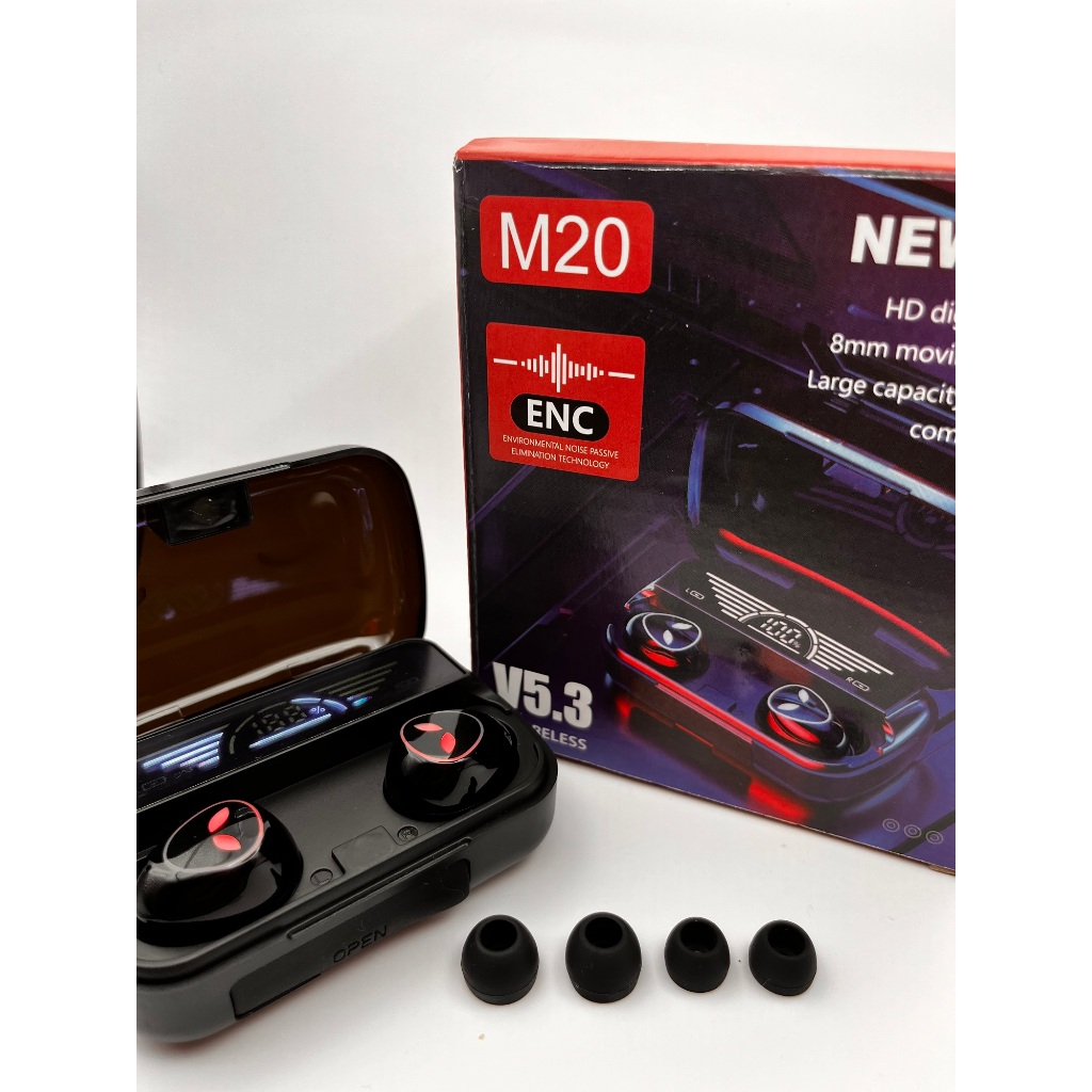 Fone De Ouvido bluetooth V5.3 M20 Sem Fio tws Estéreo Com Pod Carregador Modelo Aleatorio ...
