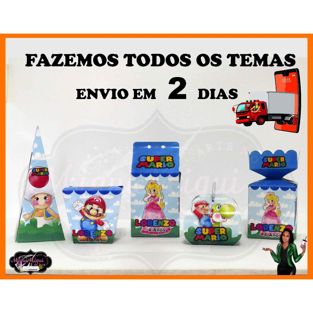 Kit Festa Super Mario Bros 50 lembrancinhas Caixa Milk Super Mario Bros ...