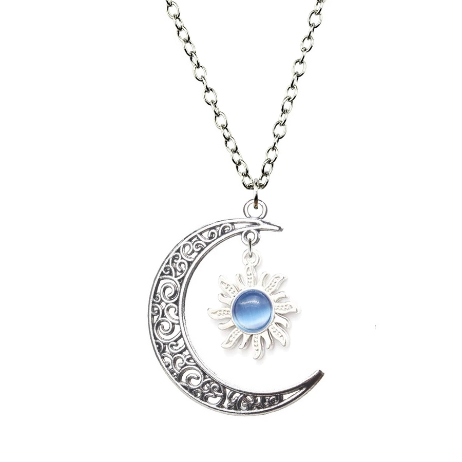 colar lua crescente e sol e pedra com cordão ou corrente | Shopee Brasil