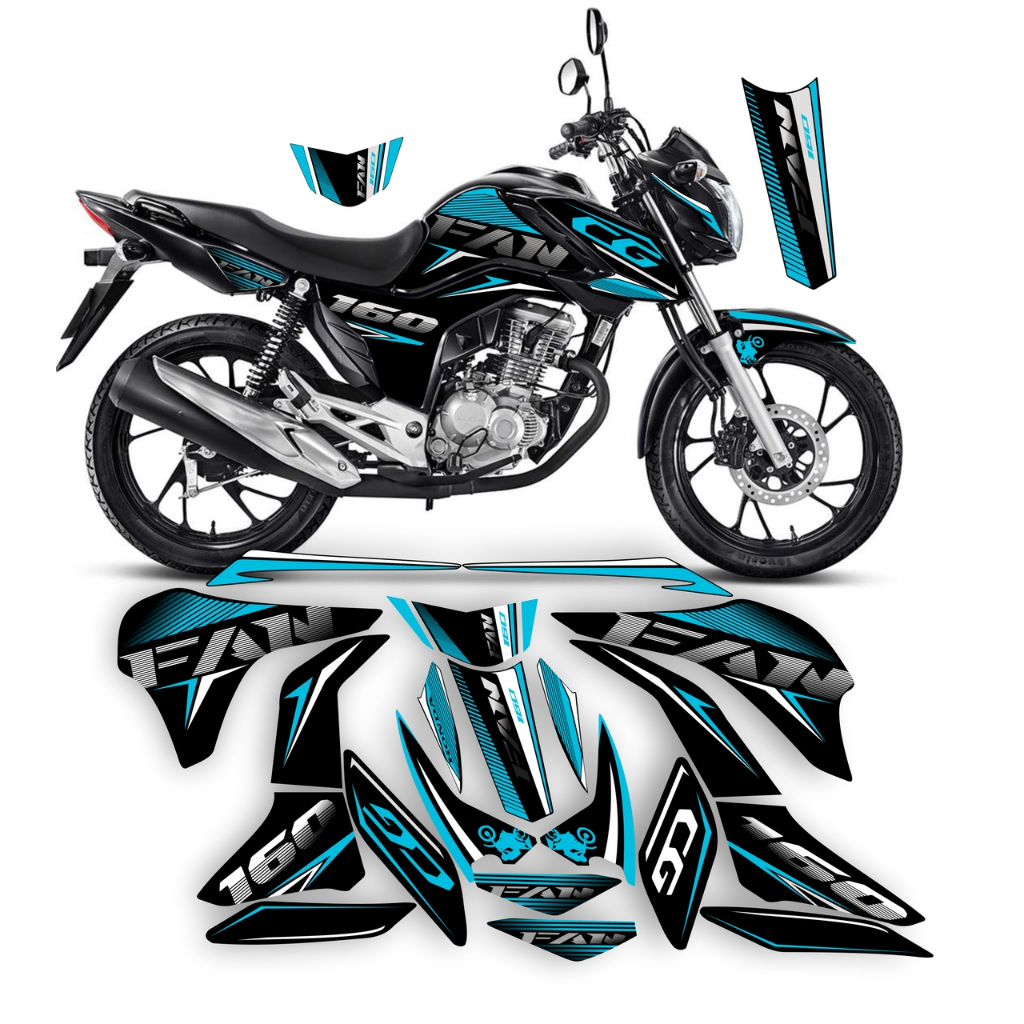 Kit Faixas Adesivos Grafismo CG Fan 160 2022 A 2024 Varias Cores Impressao Top Qualidade ...