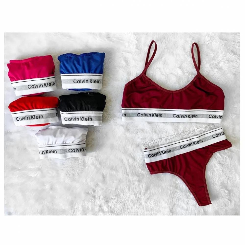 CONJUNTO CALVIN KLEIN FEMININO FIBRA SEM BOJO PREMIUM VARIAS CORES ...