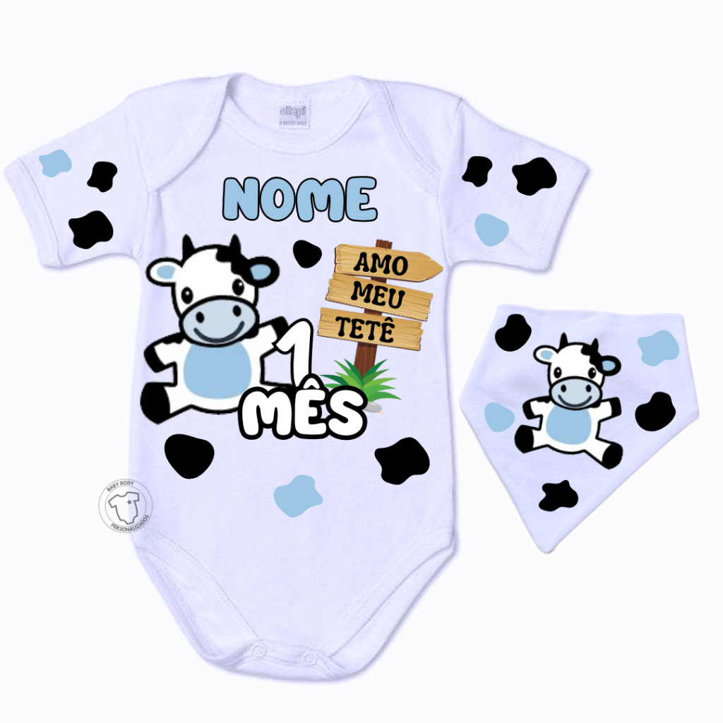 Bory bebê 1 a 12 meses tema amo tetê vaquinha menina mesversario menino ...