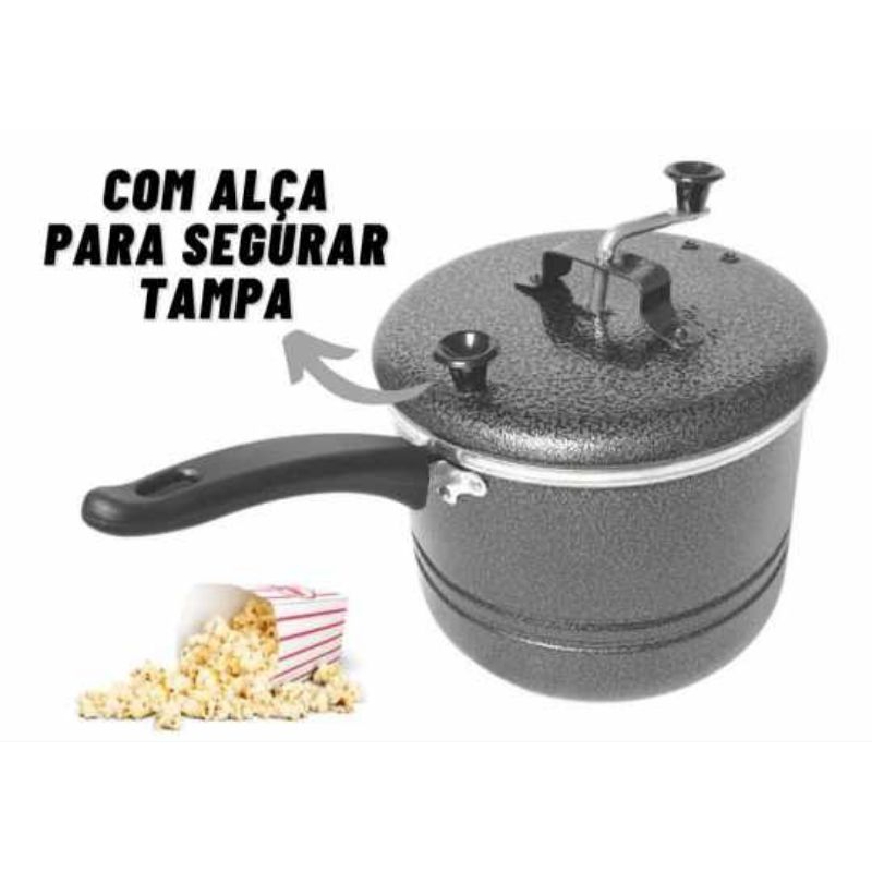 Panela Pipoqueira profissional 4,8 litros preto craqueado aluminio ... Panela Pipoqueira profissional 4,8 litros preto craqueado aluminio ...