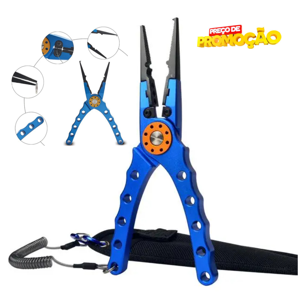 Alicate de Pesca Multifuncional em Aluminio alta Resistencia com Cordão ...