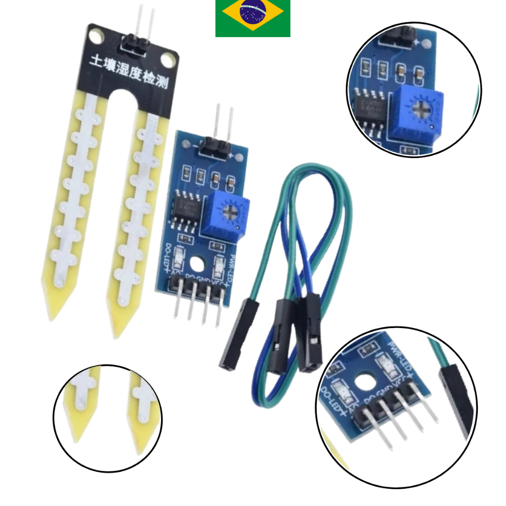 Sensor De Umidade De Solo Higrometro para Arduino | Shopee Brasil