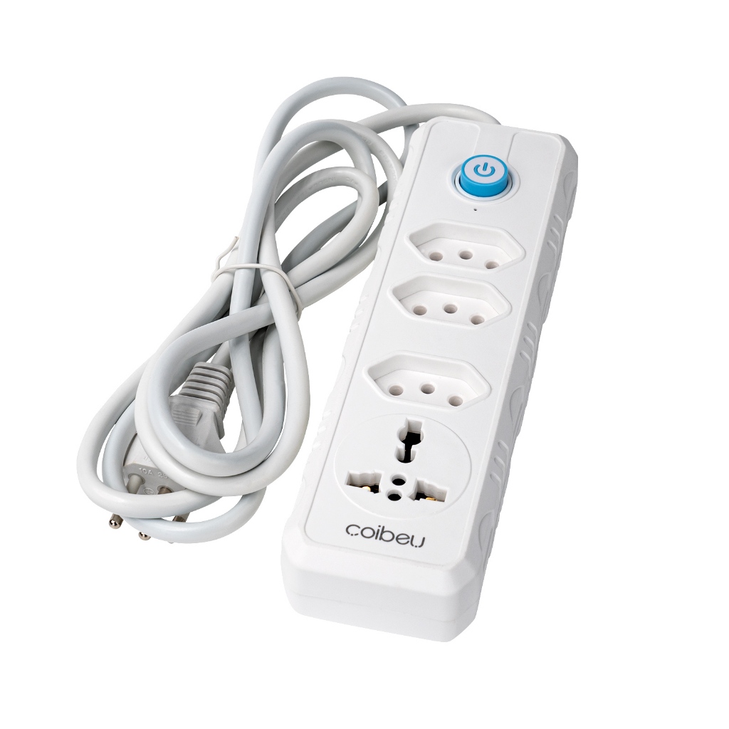 COIBEU Extensão Elétrica 2m 10A 3 Tomadas 1 Tomada universal Bivolt Power 110v/220v | Shopee Brasil