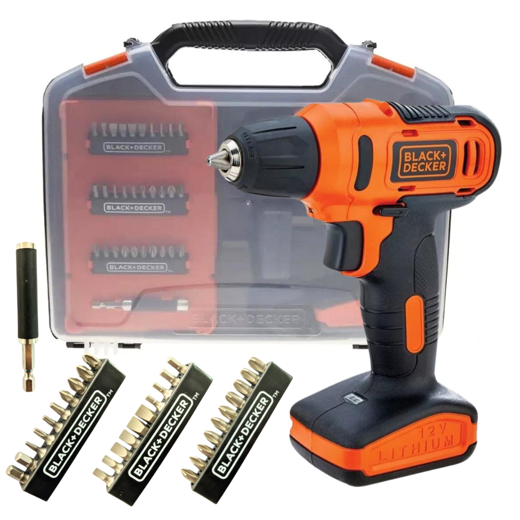 PARAFUSADEIRA FURADEIRA 12V C/31 ACESS+MALETA LD12SC BLACK & DECKER | Shopee Brasil
