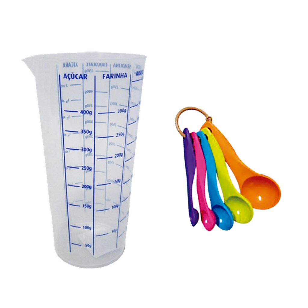 Kit Copo Medidor Graduado + 5 Colheres de Medidas | Shopee Brasil