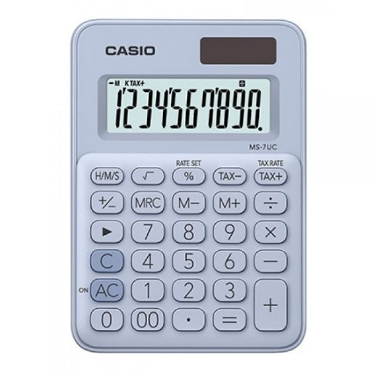 Calculadora De Mesa Casio 10 Dígitos Azul Claro MS-7UC-LB | Shopee Brasil