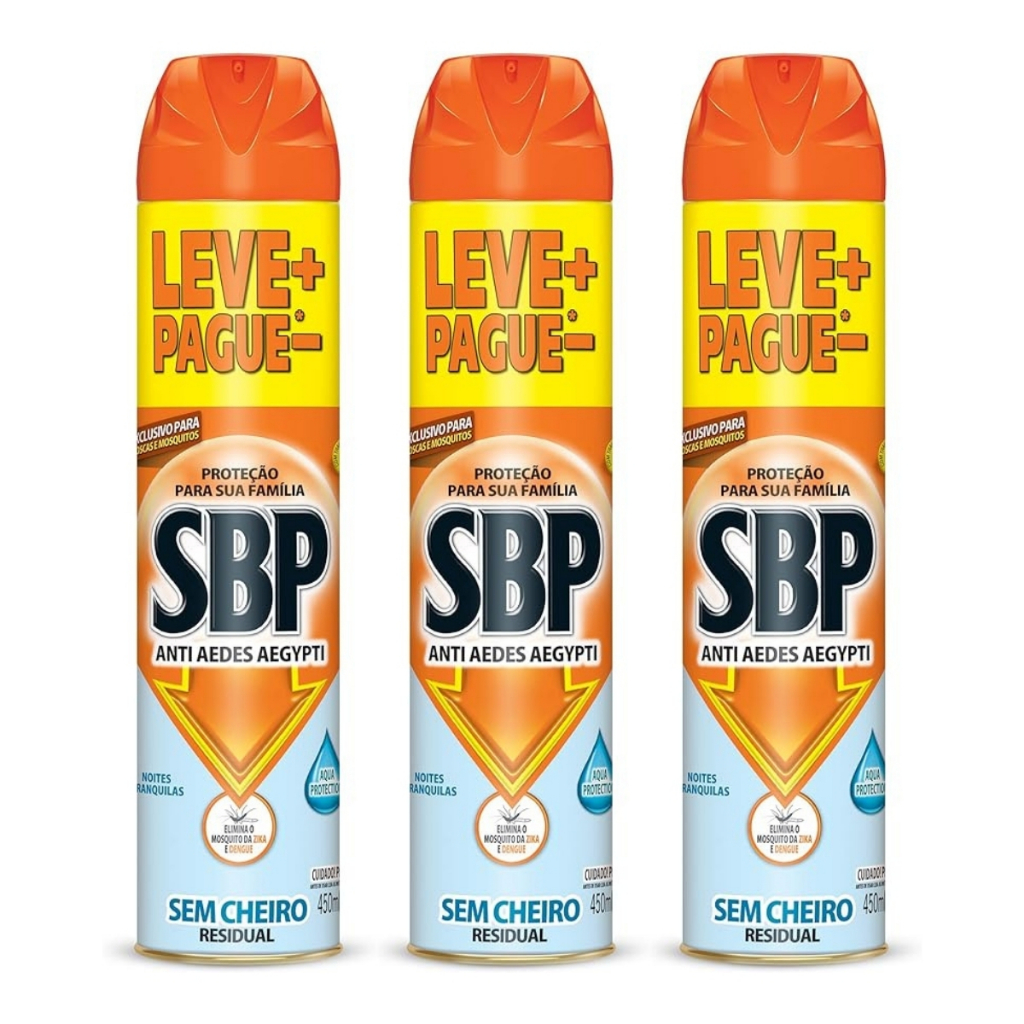 Kit 3 Multi-inseticidas Sbp Anti Aedes Aegypti 450ml Cada | Shopee Brasil