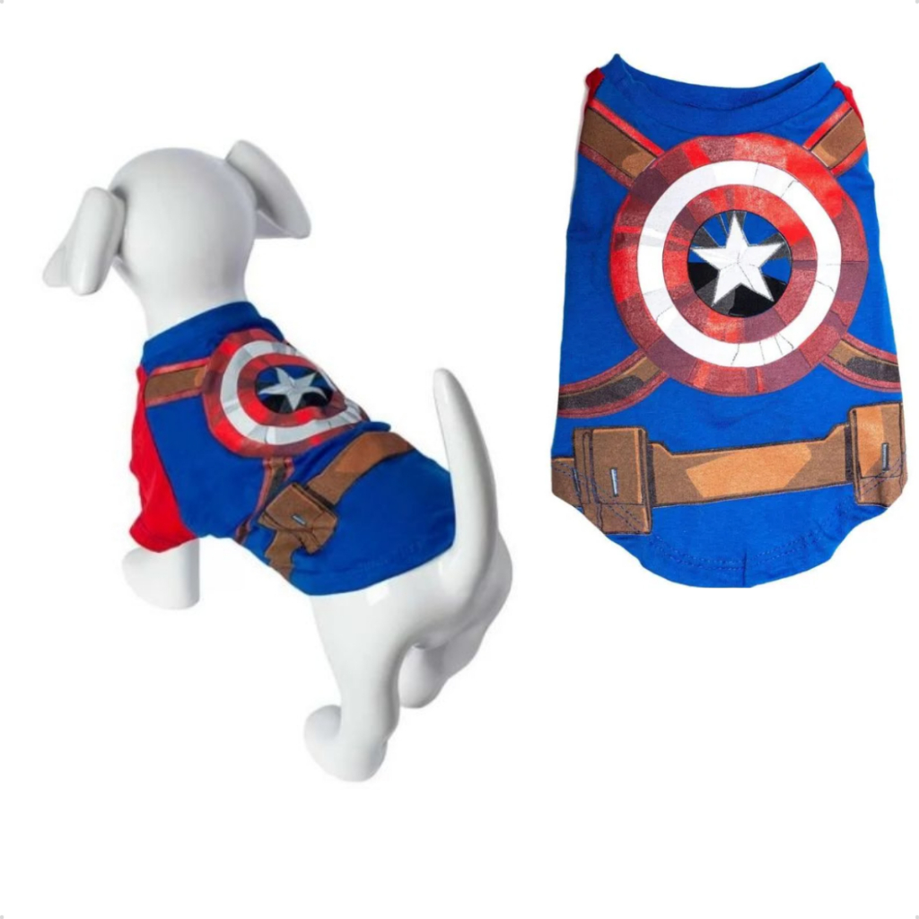 Roupa Pet Capitão América Cachorro Gato Roupinha Grande porte | Shopee ...