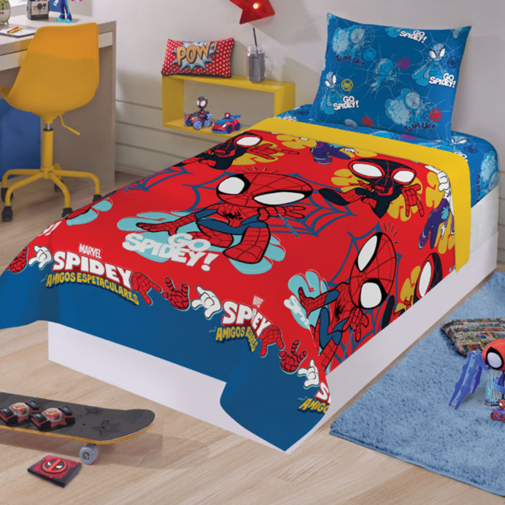 Jogo De Cama Solteiro Personagem Homem Aranha Spidey Infantil Menino ...
