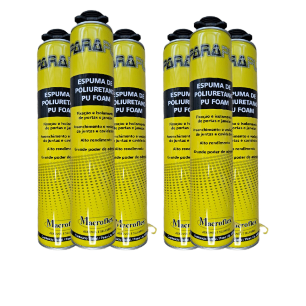 KIT 6 Espuma Expansiva 750ml alto rendimento baixa expansão para pistola aplicadora profissional ...