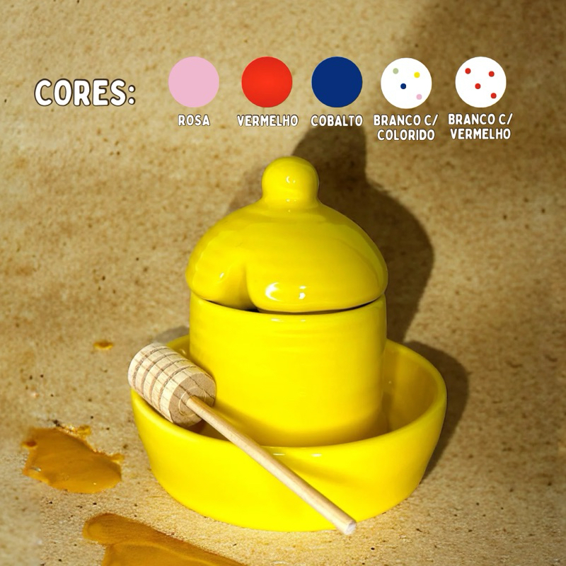 Pote Mel Com Prato Meleira Decorada Pegador Normal 200ml - Várias Cores ...