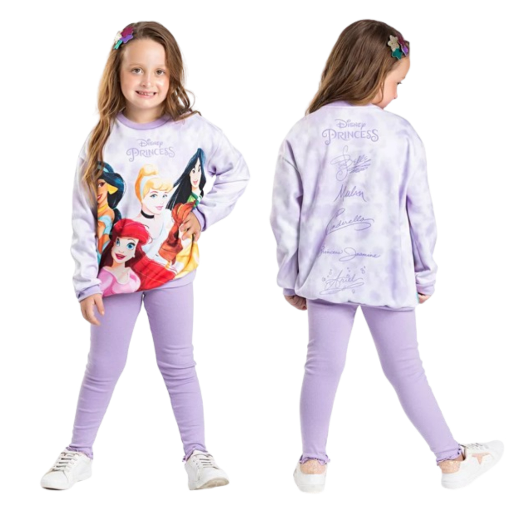 Conjunto Moletom Infantil Menina Princesas Disney Oversized | Shopee Brasil