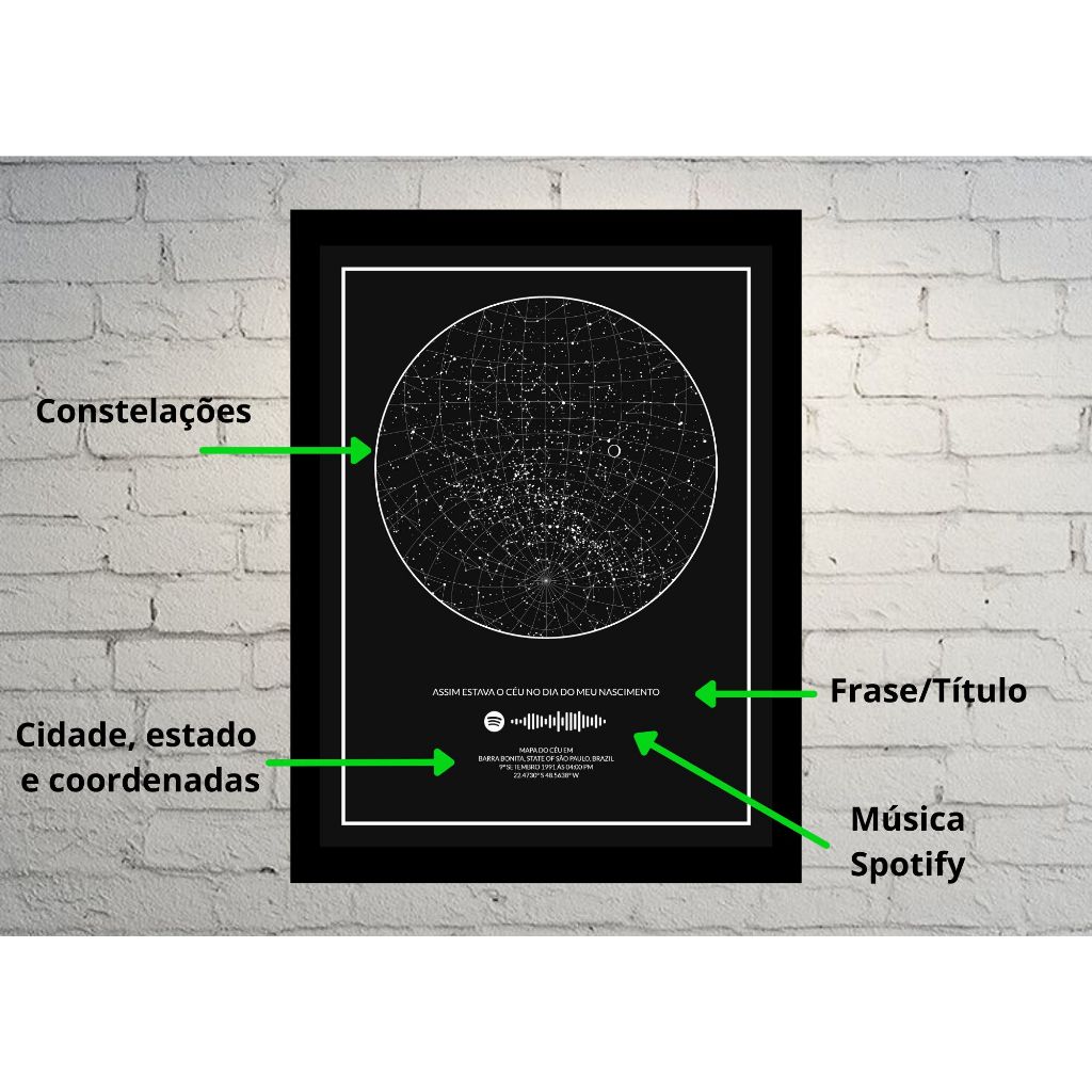 Quadro Mapa Céu Estrelado - PERSONALIZADO | Shopee Brasil