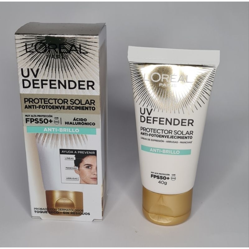 Protetor Solar Facial L'Oréal Paris UV Defender Antifotoenvelhecimento Anti-brillo FPS 50, 40g ...