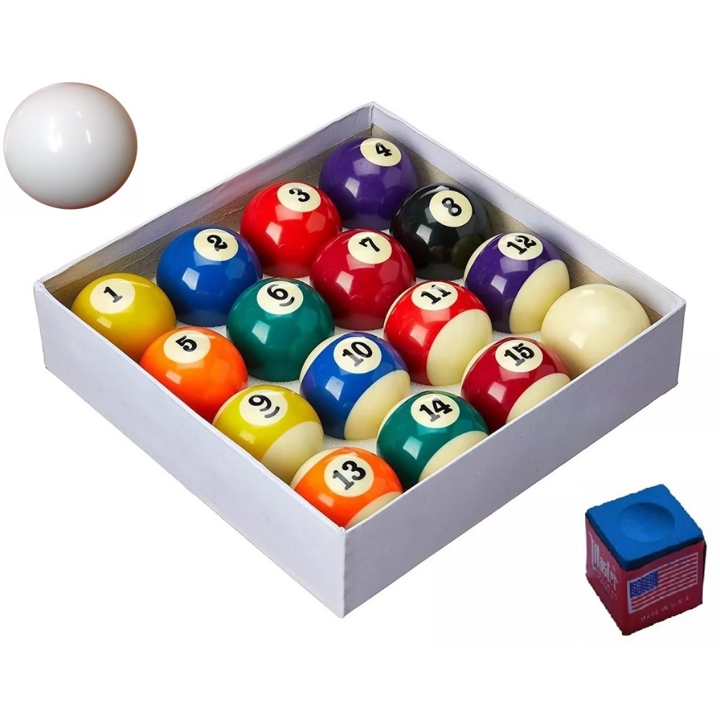 Jogo bolas de Sinuca numeradas faixadas c/ bola branca Completo 52mm ...