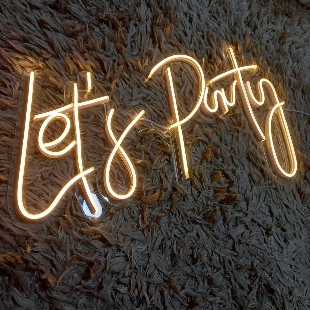 placa letreiro led neon let`& party (vamos festejar) 50 cm por 25 cm ...