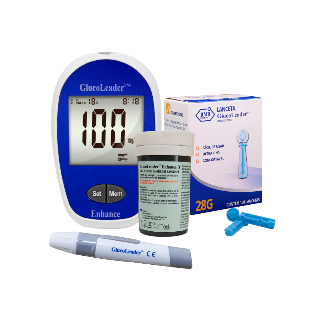 Aparelho Medidor Dextro Glicose Diabete + 1 Frascos de Tiras Reagentes ...