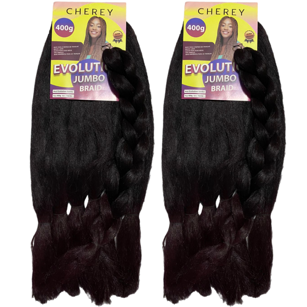 Kit 2 Cabelo Jumbo Cor T1B/99J Jumbão X 800 gramas - Jumbo para Trança ...