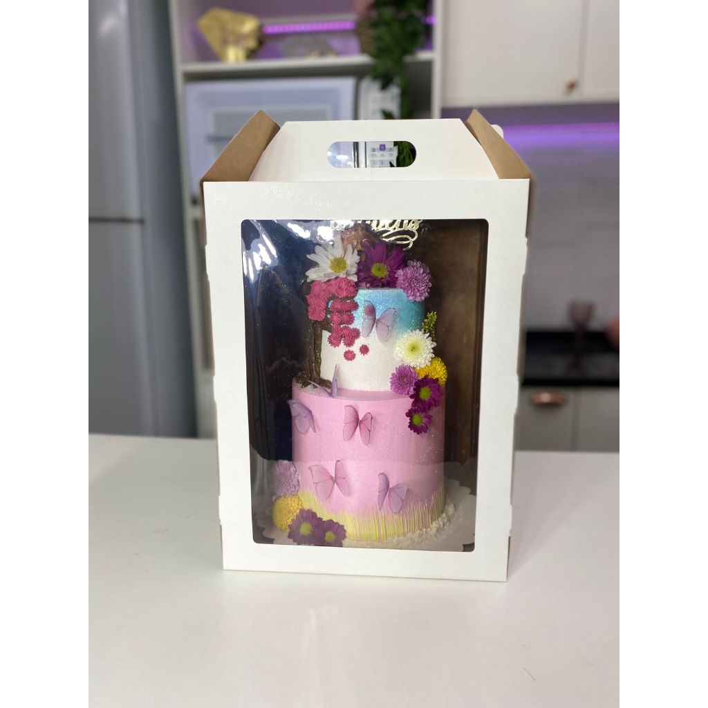 20 Caixas Para Bolo Alto Visor Confeitaria Cakebox 26x26x35cm | Shopee Brasil
