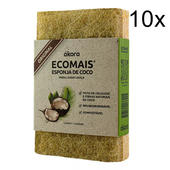 KIT 10 PACOTES - Esponja de fibra de coco e celulose biodegradável ...