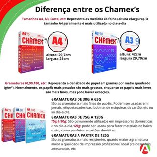 Papel Chamequinho Sulfite A4 40Kg 120Gr Branco 50 Folhas Chamex | Shopee Brasil
