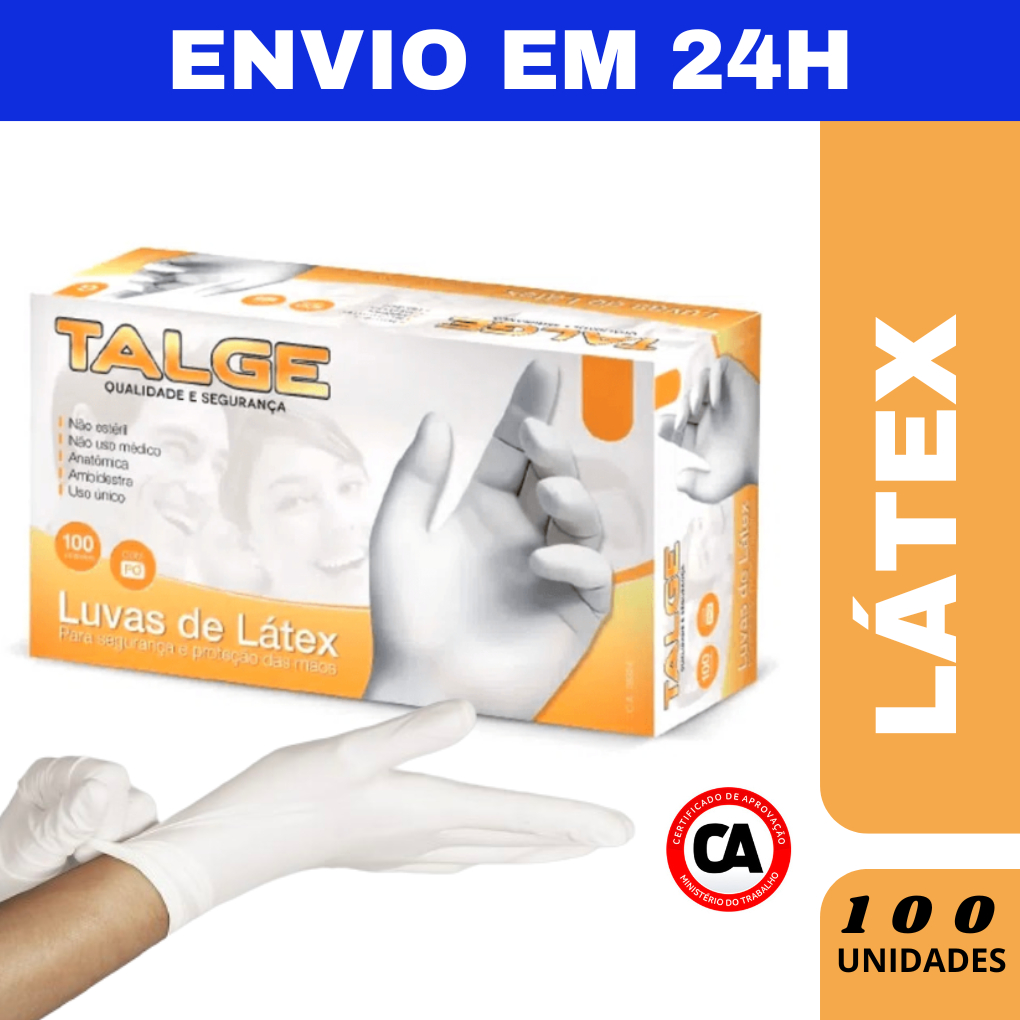 Luva Descartável Látex Com Pó Caixa com 100 Unidades Talge | Shopee Brasil