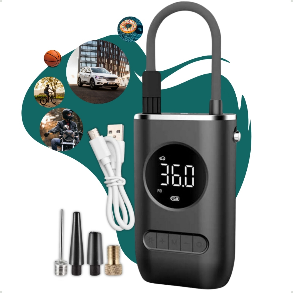 Mini Compressor De Ar Potente Portátil Digital Recarregável | Shopee Brasil