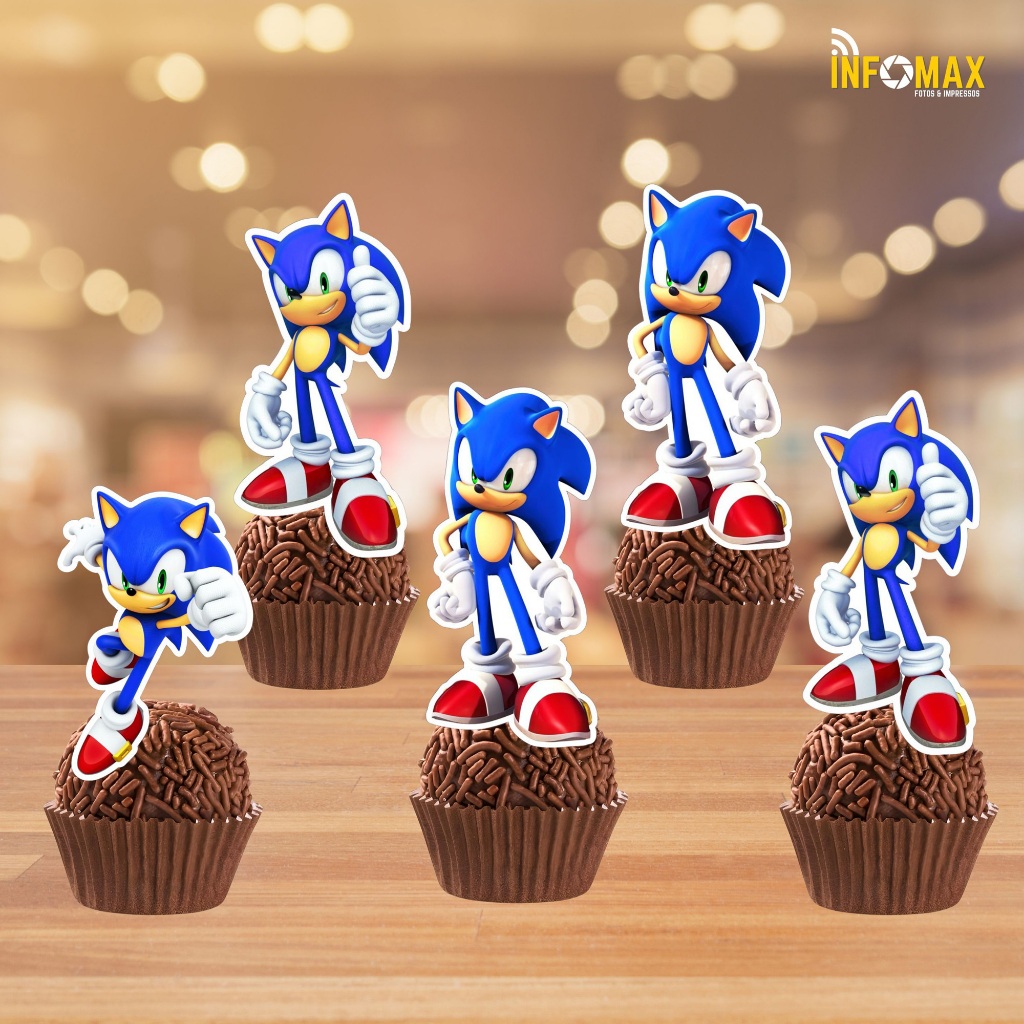 50 Tags Toppers P/ Docinho Sonic para festas brigadeiro beijinho ...