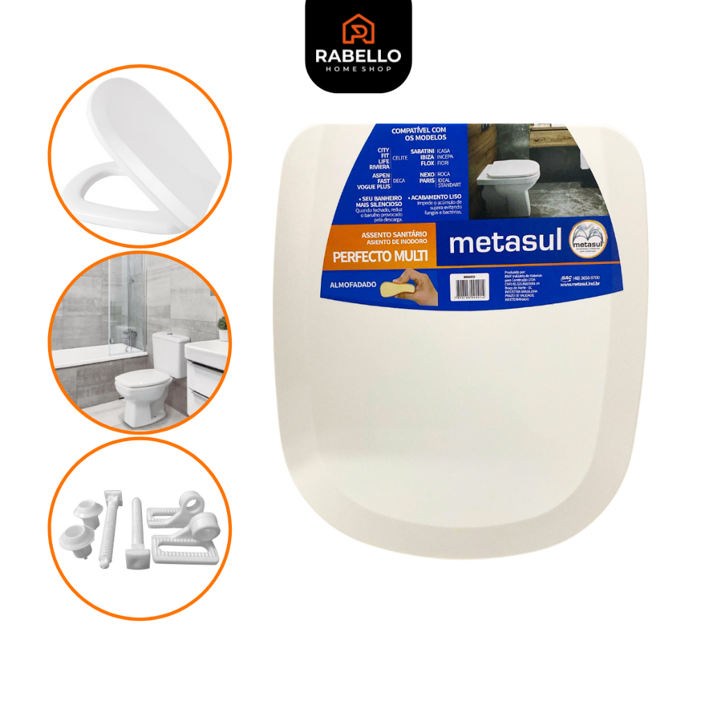 Assento Sanitário Almofadado Perfecto Multi Metasul Branco | Shopee Brasil