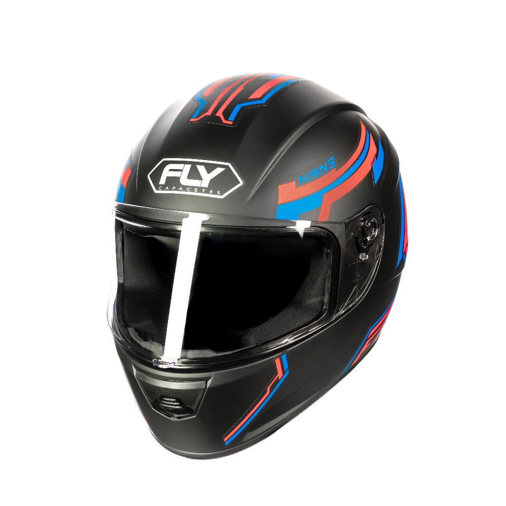 Capacete Fly F-9 HG Hans Preto Fosco/Vermelho tamanho 60 | Shopee Brasil