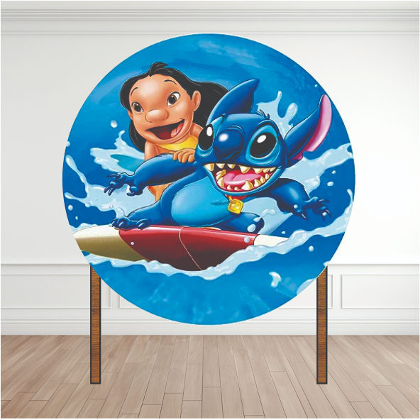 Painel em Lona Redondo - Tema Lilo&Stitch - Lona Fosca | Shopee Brasil