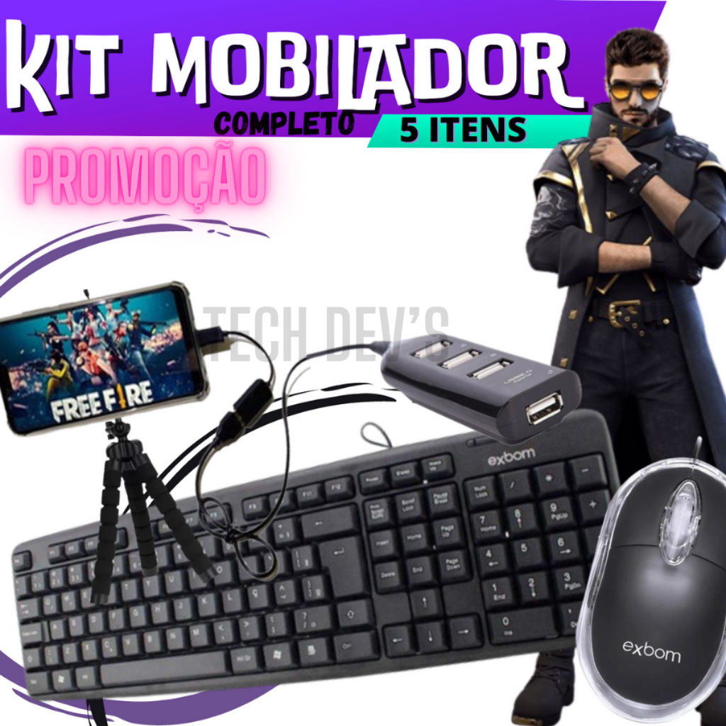 Kit Mobilador Com 5 Itens Para Celular Completo Android - Teclado, Mouse, Hub, Adaptador OTG ...