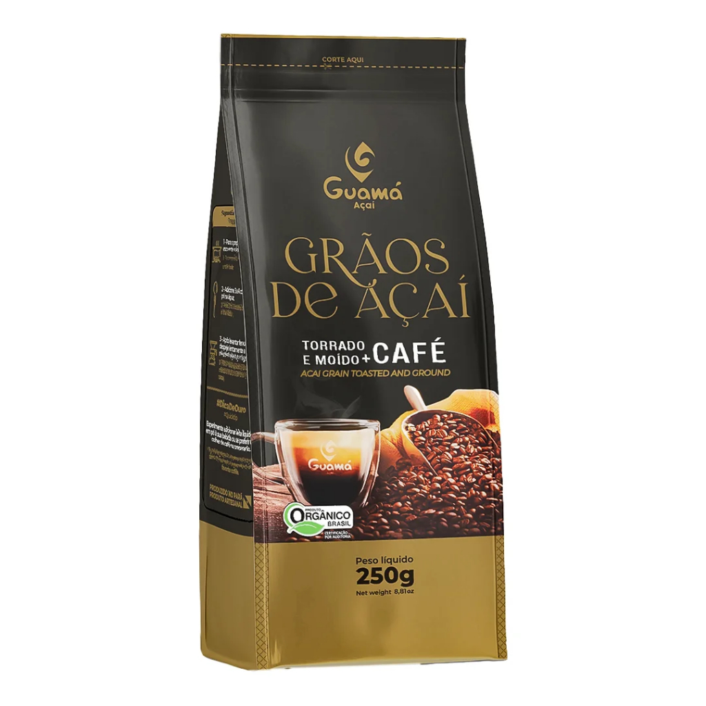 Café de Açaí 100% Grãos de Açaí Torrado e Moído + Café Tradicional ...