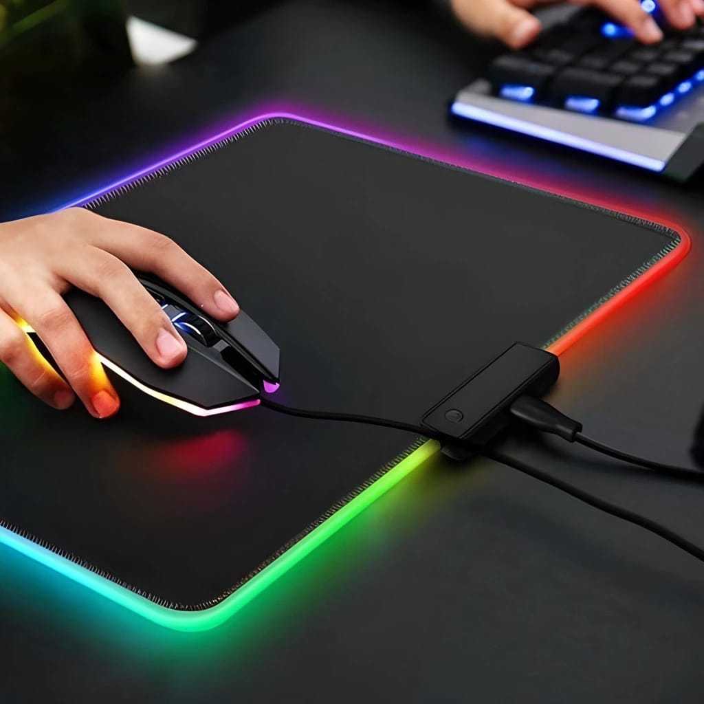 Mouse Pad Gamer Speed Borda Led Usb 7 Cores Rgb Impermeável Mousepad ...