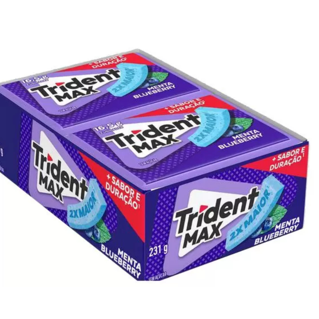 Chiclete Trident Max Menta Blueberry - Display Caixa 14 Unidades de 16 ...