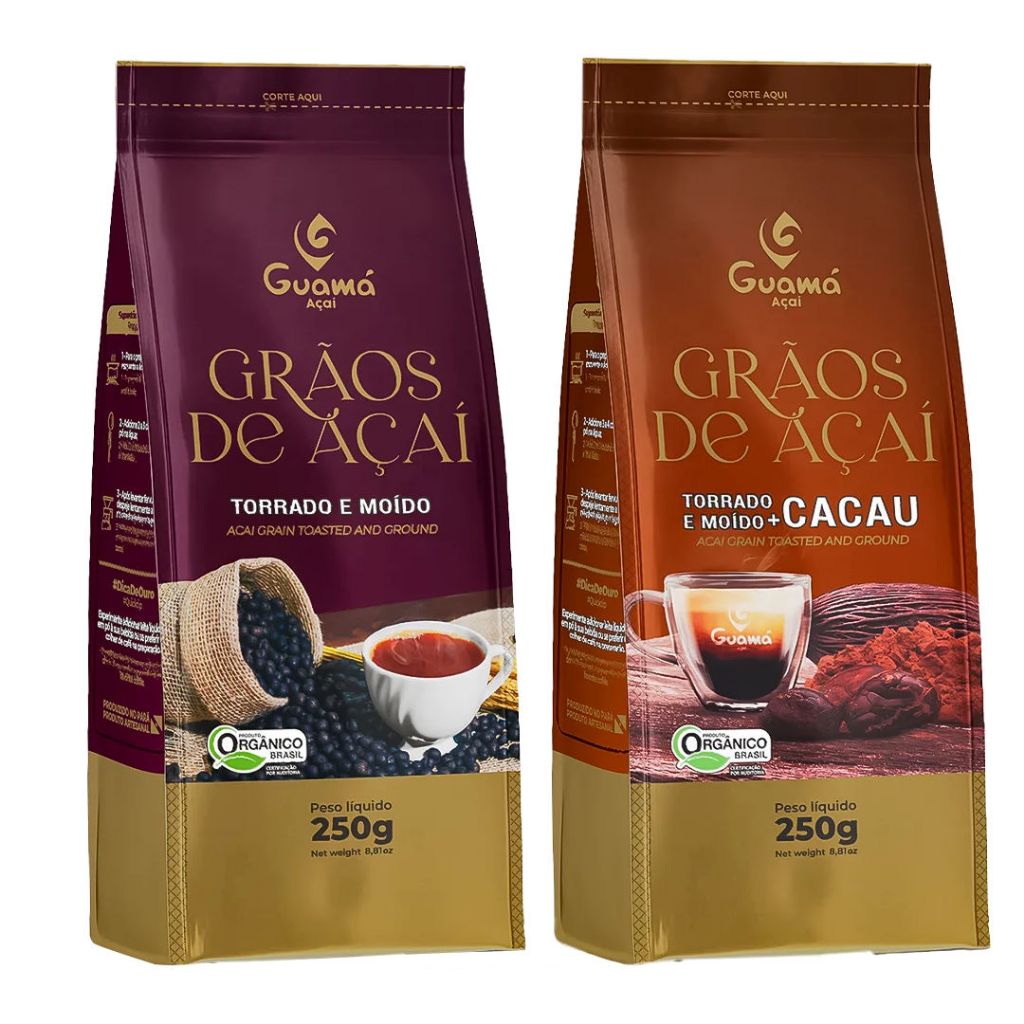 MIX 2 Sabores Café de Açaí 100% Grãos de Açaí - 250gr Diabetes e ...